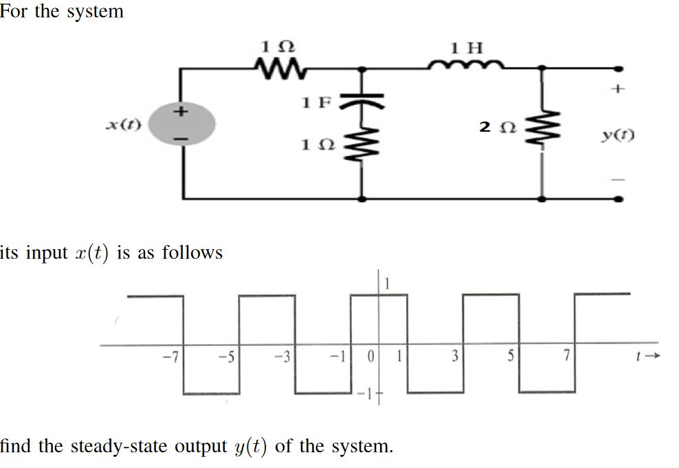 Solved For the system its input x(t) is as follows find | Chegg.com