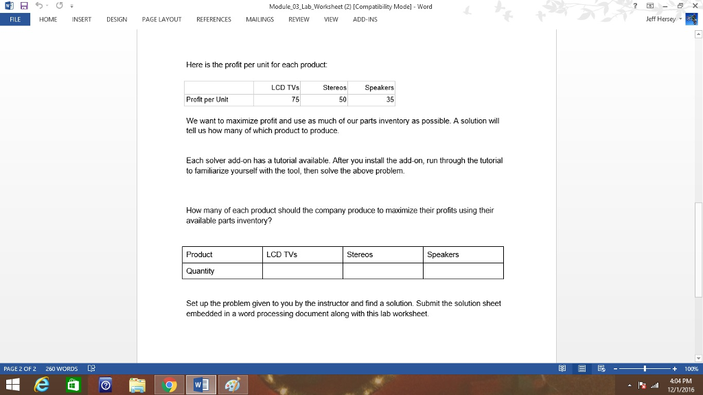 Solved Module 03 Lab Worksheet (2) [Compatibility Model Word | Chegg.com