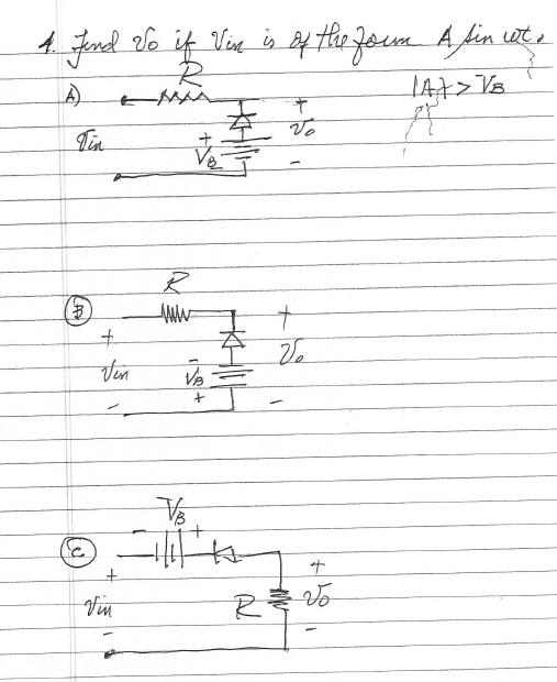 Solved Find Vo if Vin is of the form Asin(wt). Graphs only I | Chegg.com