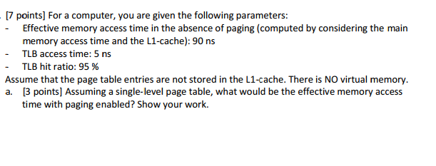 Solved 17 points] For a computer, you are given the | Chegg.com