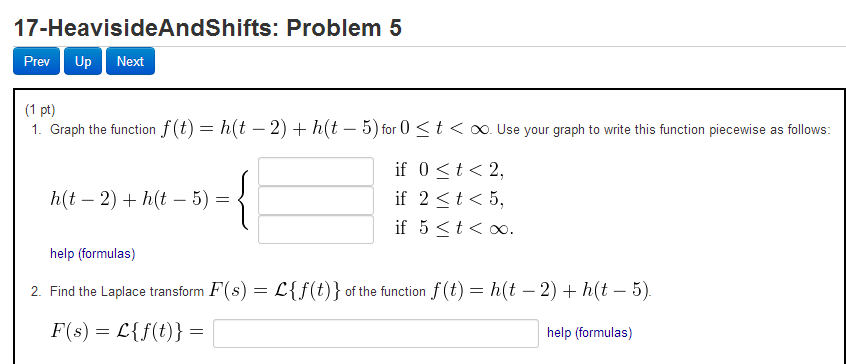 Solved Graph the function f (t) = h(t - 2) + h(t - 5) for 0 | Chegg.com