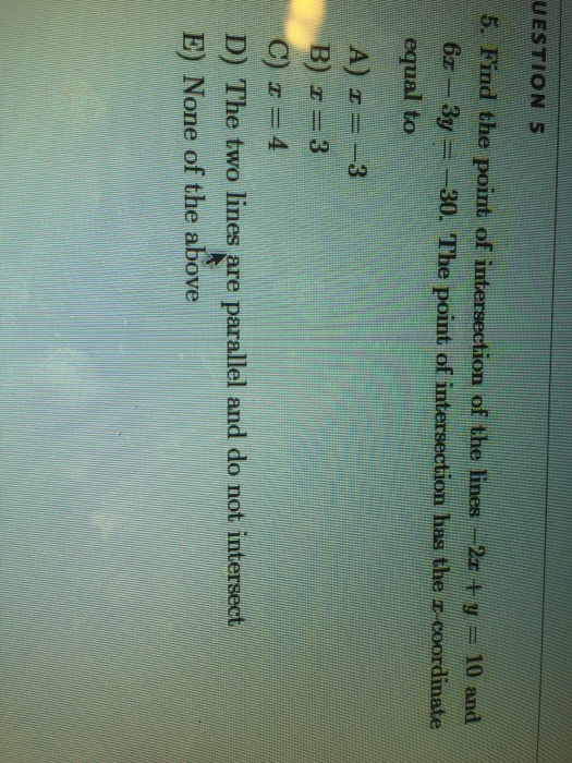 Solved 5. Find the point of intersection of the lines -2x + | Chegg.com