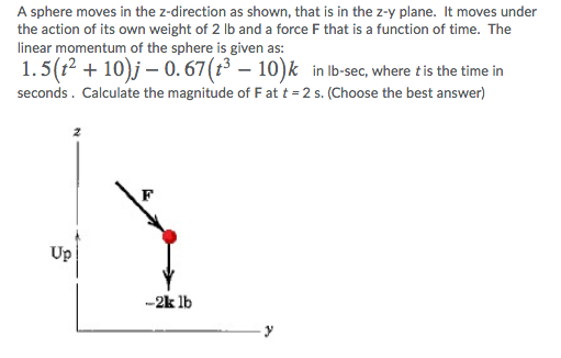 Solved A sphere moves in the z-direction as shown, that is | Chegg.com