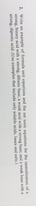Solved Write an example of formula unit equations and the | Chegg.com