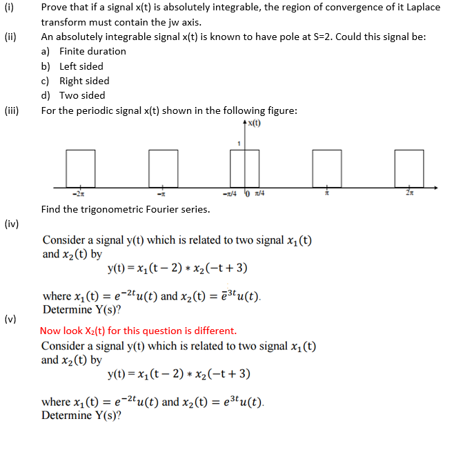 Solved Prove that if a signal x(t) is absolutely integrable, | Chegg.com