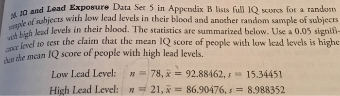 Solved Data Set 5 in Appendix B lists full IQ scores for a | Chegg.com
