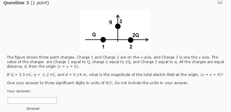 Solved The figure shows three point charges. Charge 1 and | Chegg.com