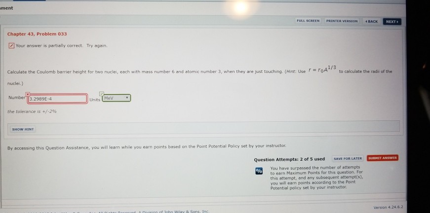 Solved ment FULL SCREEN PRINTER VERSION BACK NEXT Chapter | Chegg.com