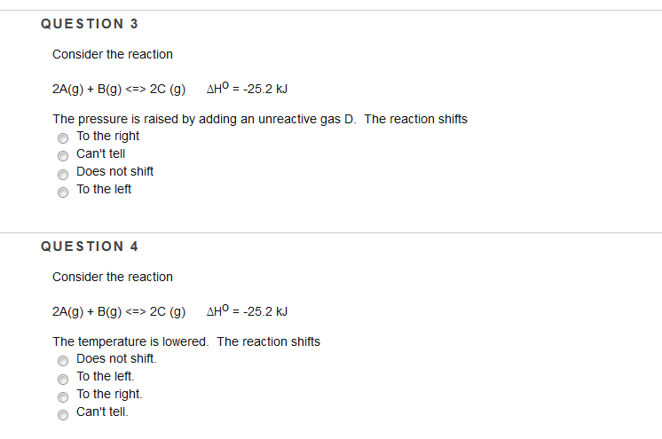 Solved QUESTION 1 Consider the reaction 2A(g) + B(g) 2C | Chegg.com