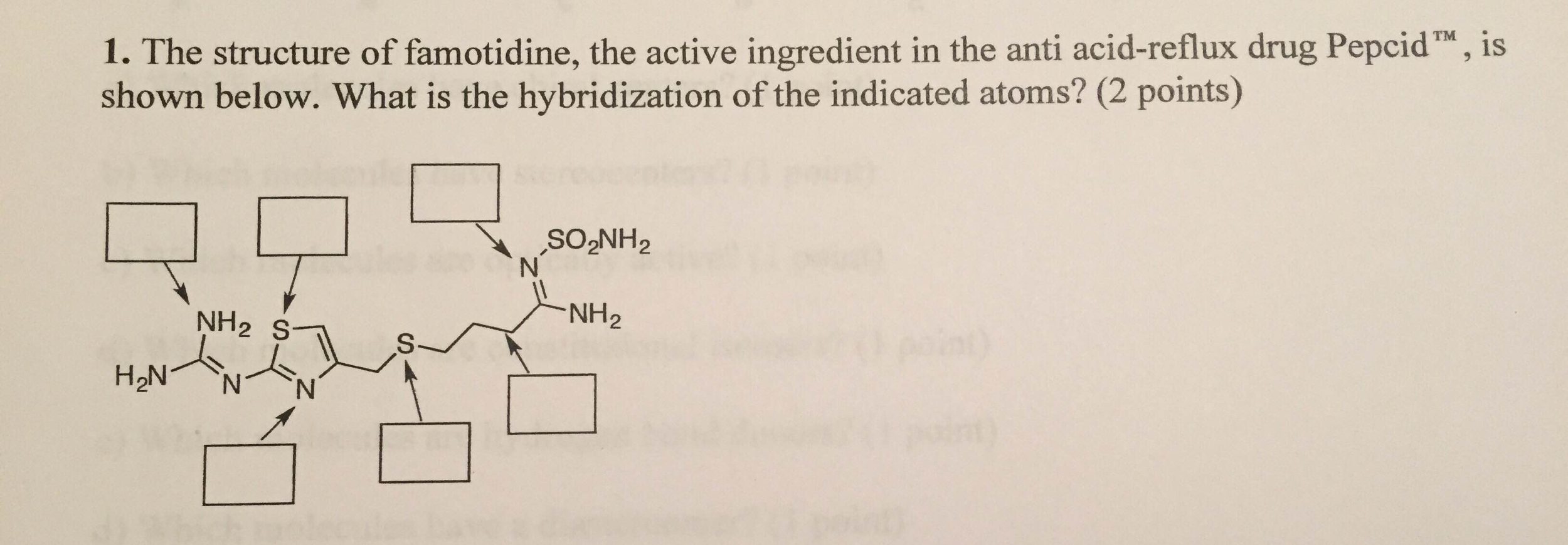 Solved The structure of famotidine, the active ingredient in | Chegg.com