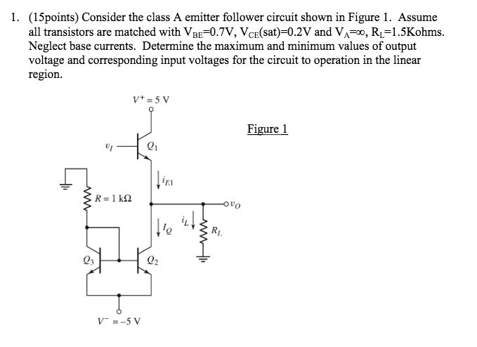 Solved Consider the class A emitter follower circuit shown | Chegg.com