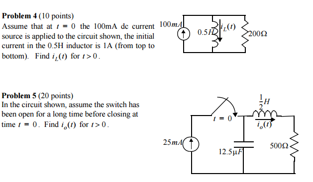 Solved Assume that at t = 0 the 100mA dc current source is | Chegg.com