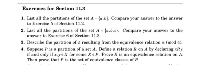 List all the partitions of the set A = {a, b}. | Chegg.com