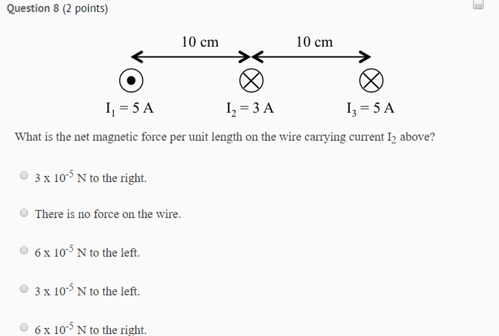 Solved What is the net magnetic force per unit length on | Chegg.com
