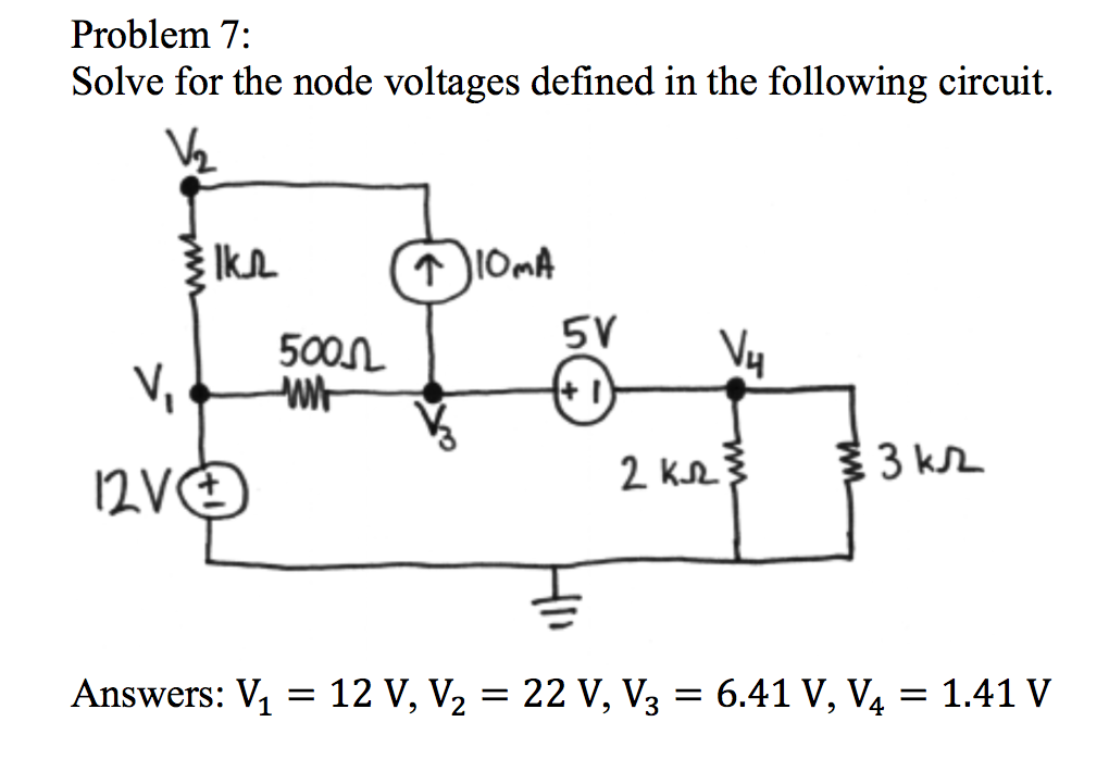 Solved Solve for the node voltages defined in the following | Chegg.com