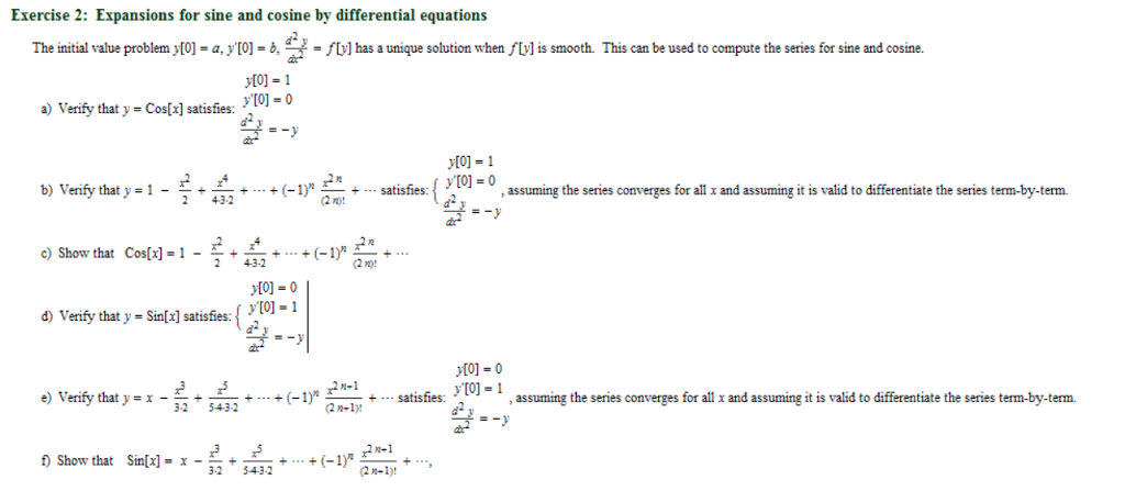 Solved Exercise 2: Expansions for sine and cosine by | Chegg.com