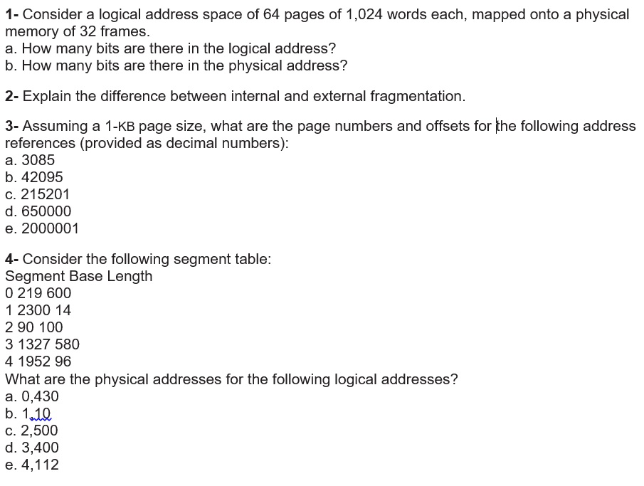 Solved Consider A Logical Address Space Of 64 Pages Of 1024