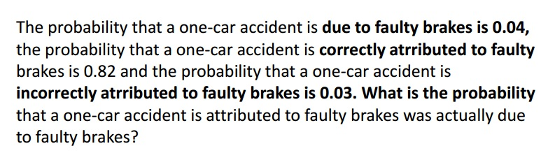 Solved The probability that a one ?car accident is due to | Chegg.com