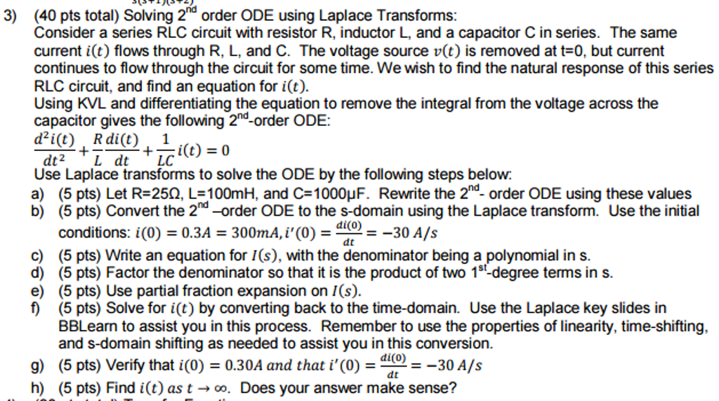 Solved Solving 2^nd order ODE using Laplace Transforms: | Chegg.com