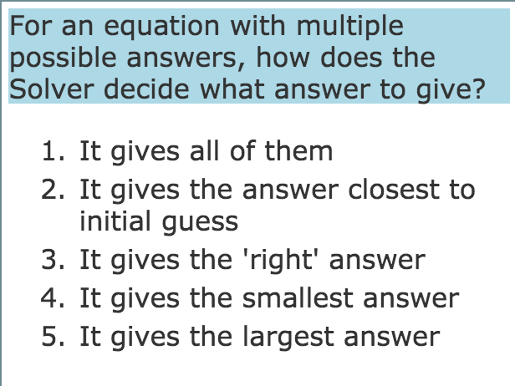 Solved For an equation with multiple possible answers, how | Chegg.com
