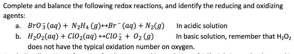 Solved Complete and balance the following redox reactions, | Chegg.com