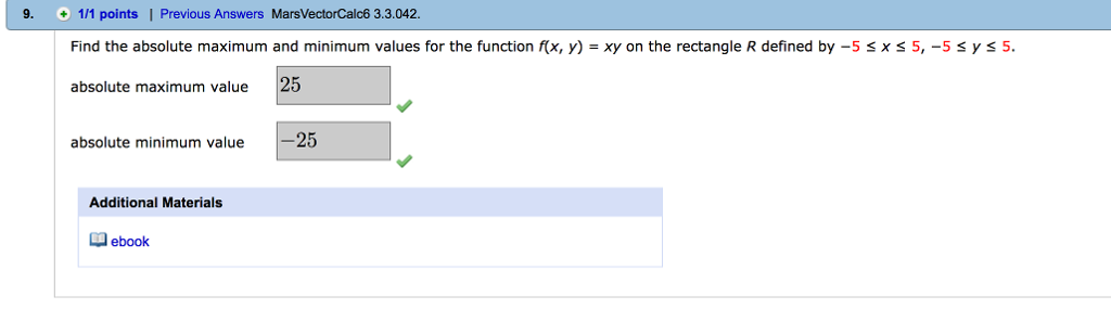 Solved Find the absolute maximum and minimum values for the | Chegg.com