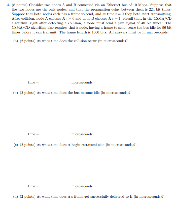 Solved 48 Points Consider Two Nodes A And B Connected Via