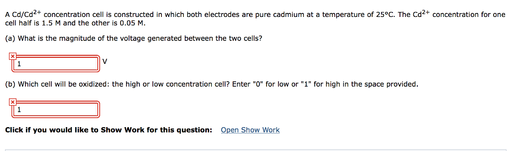 Solved A Cd/Cd2+ concentration cell is constructed in which | Chegg.com
