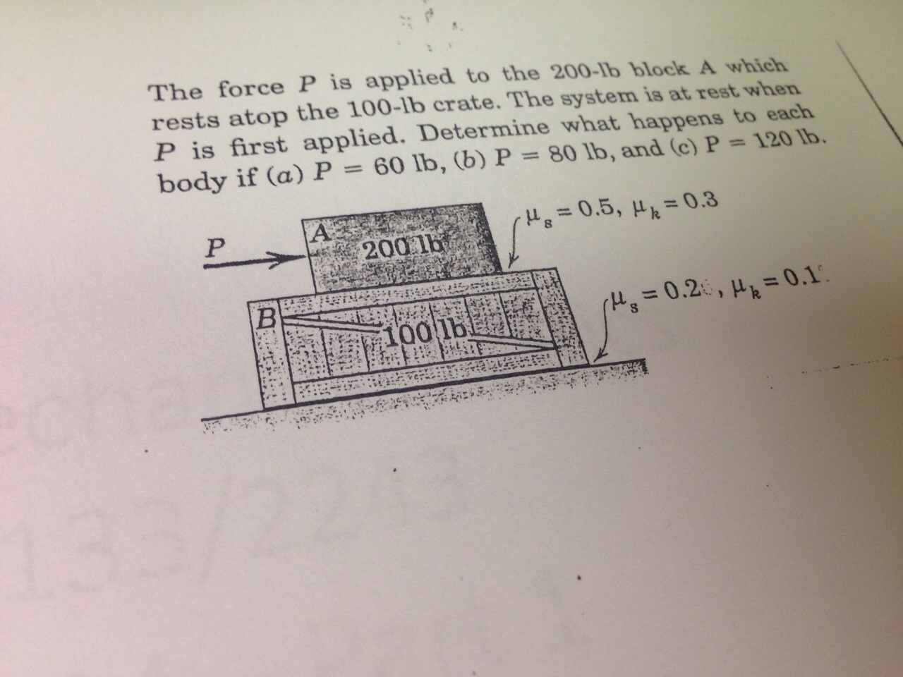 Solved The force P is applied to the 200-lb block A which | Chegg.com