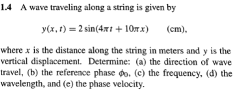 Solved A wave traveling along a string is given by y(x, t) | Chegg.com