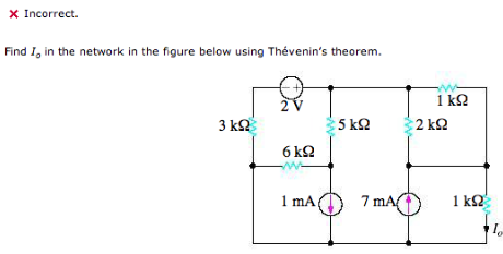Solved Incorrect. Find I0 in the network in the figure | Chegg.com