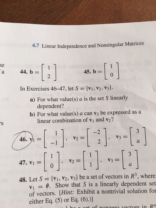 Solved Linear Independence and Nonsingular Matrices [1 2] [1 | Chegg.com