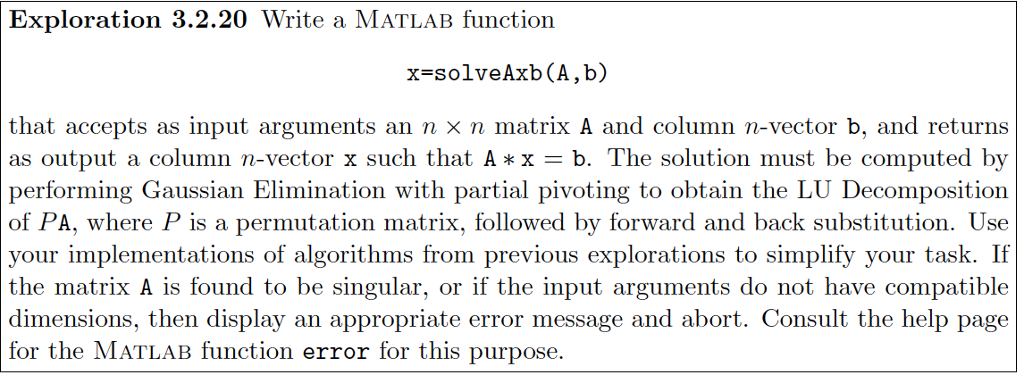 Solved Exploration 3 2 20 Write A Matlab Function