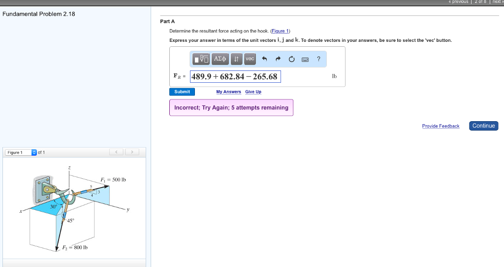 Solved Determine The Resultant Force Acting On The Hook