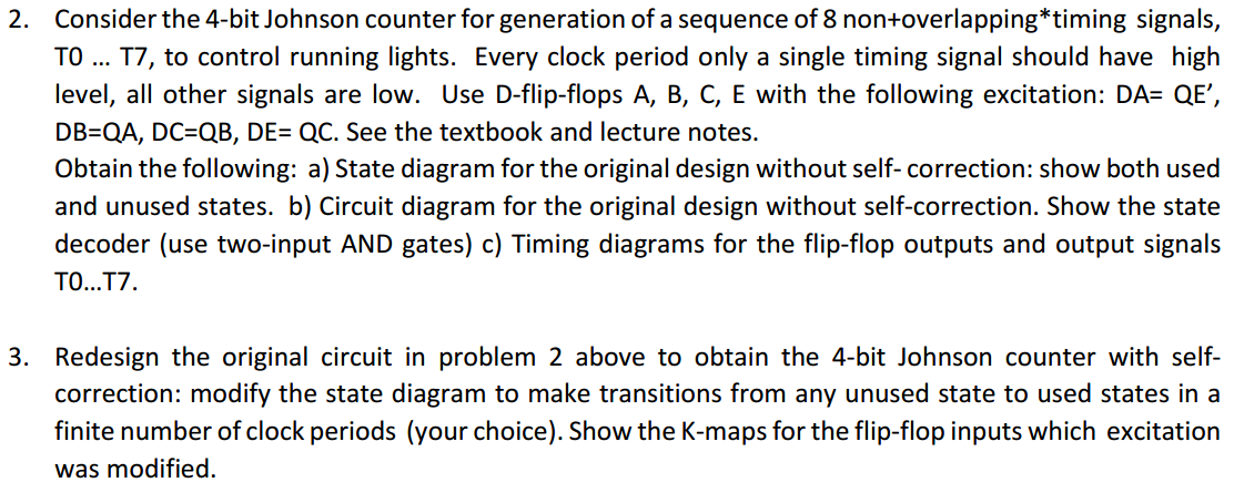 Solved Considerthe 4-bit Johnson counter for generation of a | Chegg.com