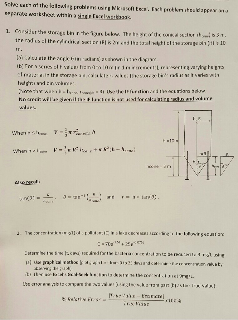 Solved Solve each of the following problems using Microsoft | Chegg.com