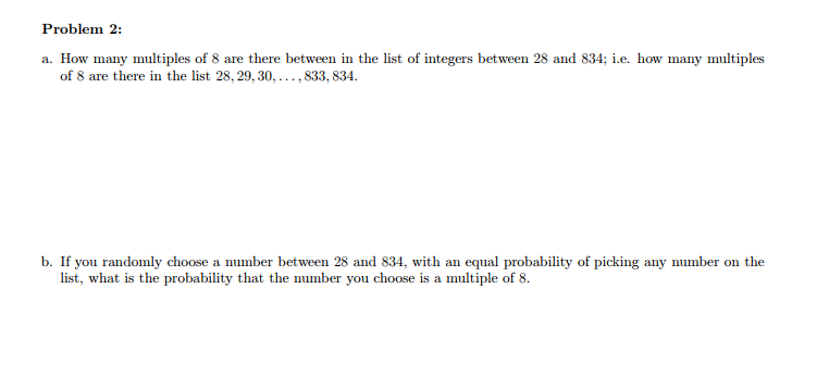 Solved Problem 2: a. How many multiples of 8 are there | Chegg.com