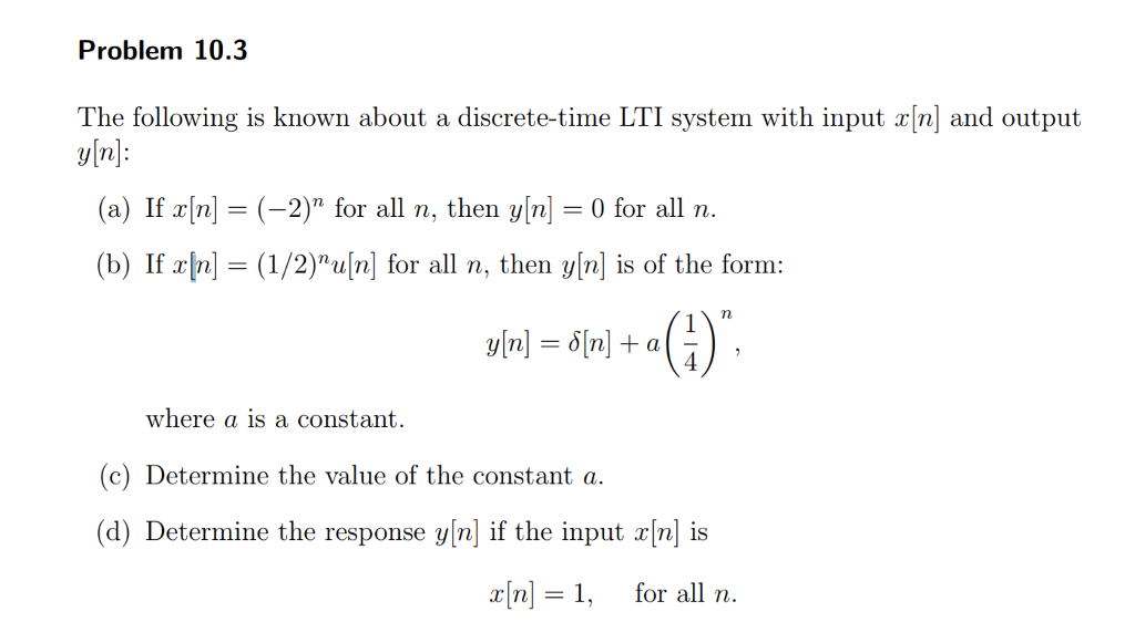 Solved Problem 10.3 The following is known about a | Chegg.com