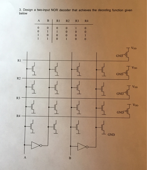 Solved Design a two-input NOR decoder that achieves the | Chegg.com