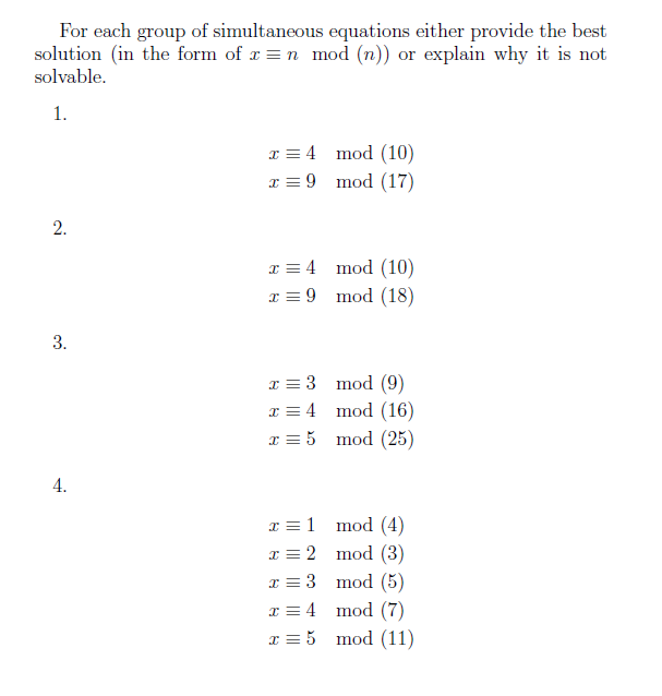 Solved For each group of simultaneous equations either | Chegg.com