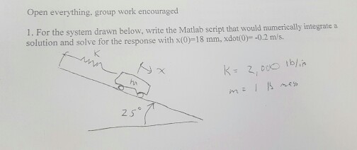 Solved For The System Drawn Below Write The Matlab Script 