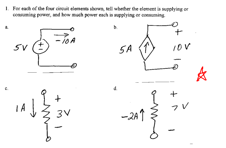 Solved For each of the four circuit elements shown, tell | Chegg.com