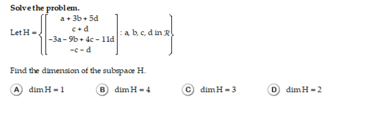 Solved solve the problem a 3b 5d c d Let H a, b, c, d in R | Chegg.com