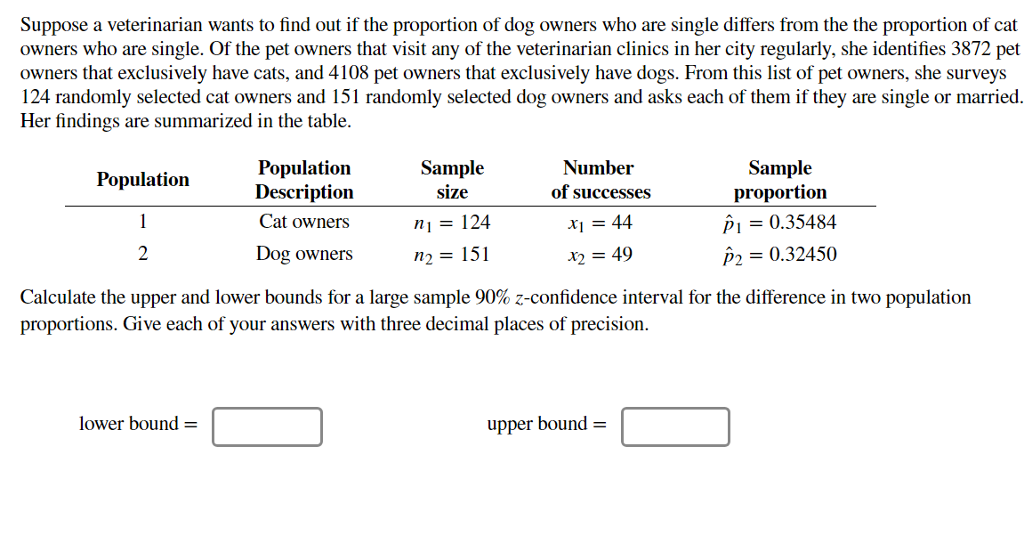 Solved Suppose a veterinarian wants to find out if the | Chegg.com
