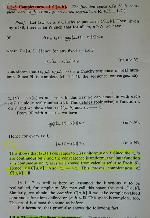 Solved 1.5-5 Completeness of C[a, b]. The function space | Chegg.com