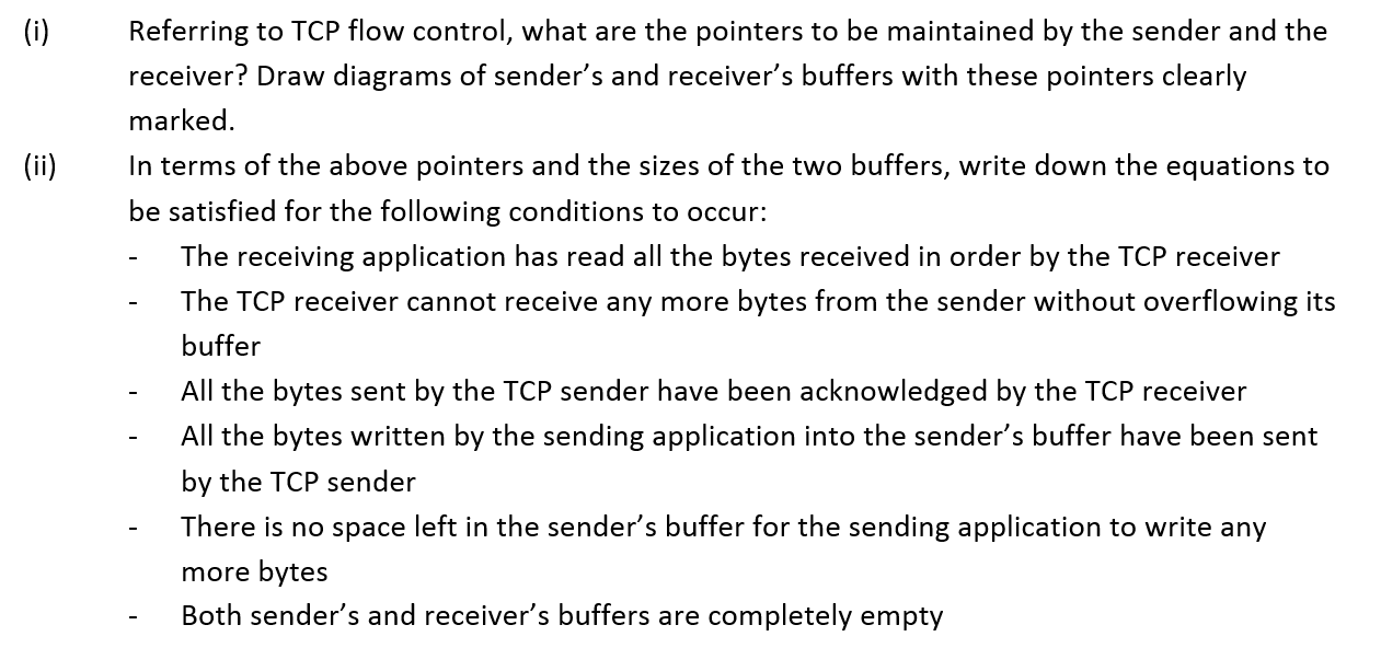 Solved Referring to TCP flow control, what are the pointers | Chegg.com