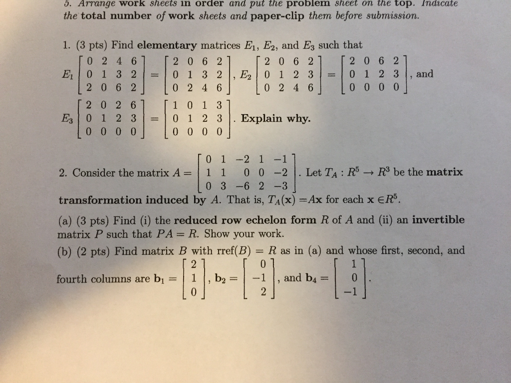 Solved 5. Arrange work sheets in order and put the problem | Chegg.com
