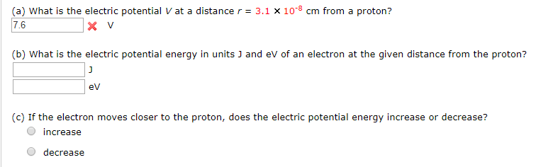 Solved (a)What is the electric potential V at a distance r = | Chegg.com