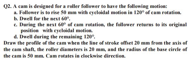 Solved A cam is designed for a roller follower to have the | Chegg.com