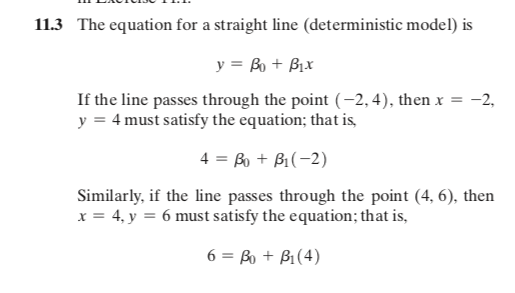 Solved 11.3 The equation for a straight line (deterministic | Chegg.com